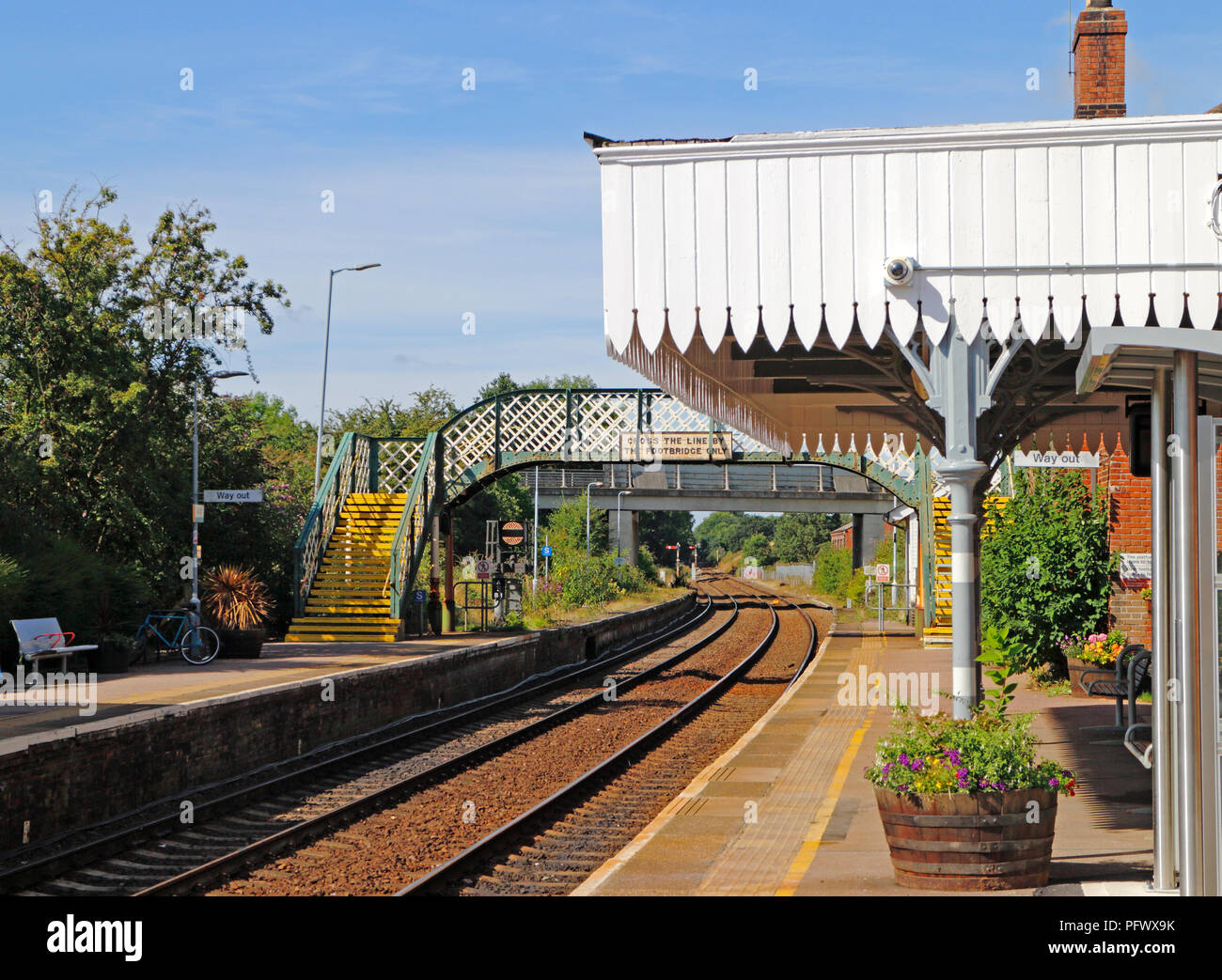 A view of the railwat station on the Wherry Lines at Acle, Norfolk ...