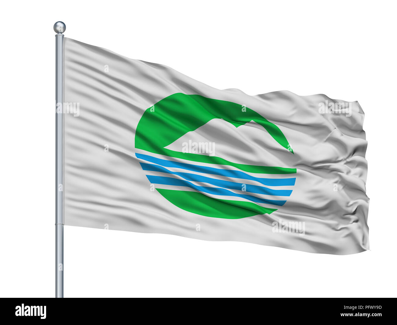 Chikusei City Flag On Flagpole, Japan, Ibaraki Prefecture, Isolated On ...