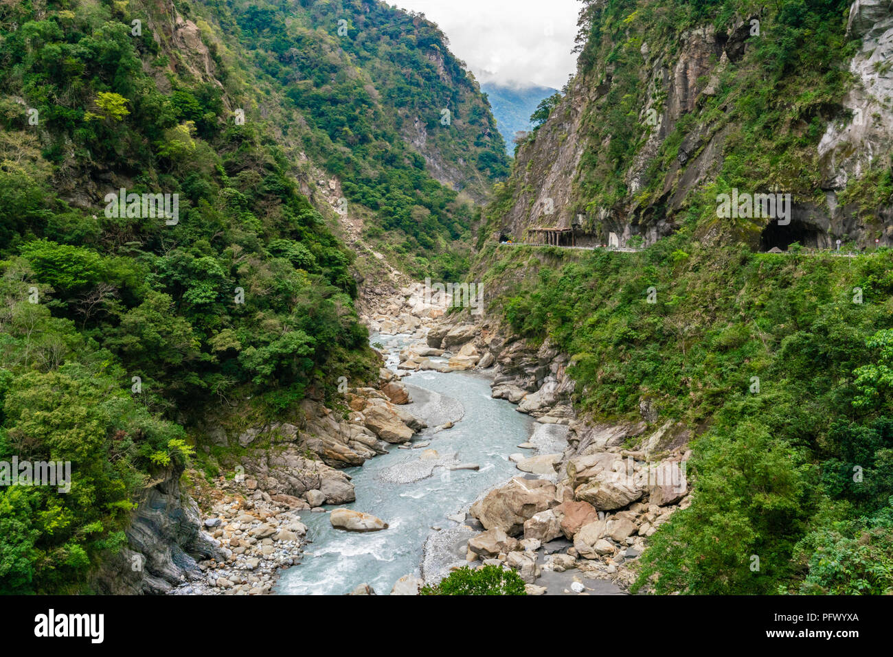 View of Taroko gorge during Yanzihkou hiking trail in Taroko national ...
