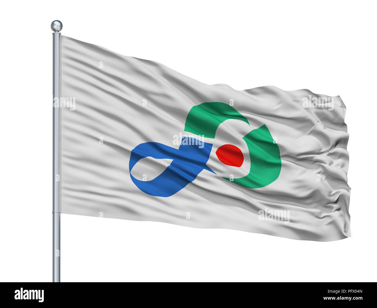 Iyo City Flag On Flagpole, Japan, Ehime Prefecture, Isolated On White ...