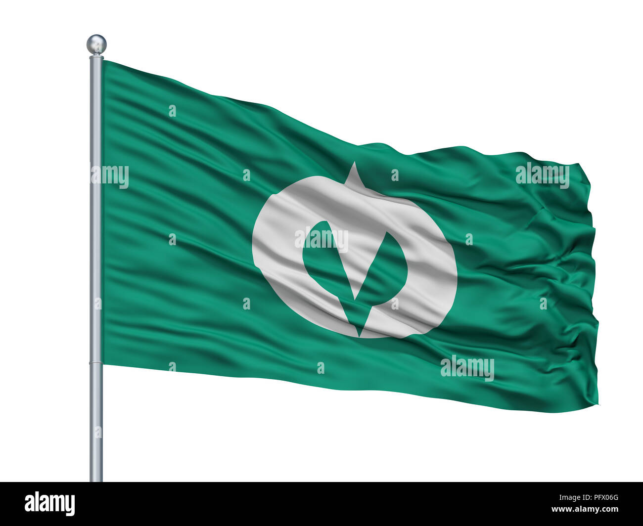 Kakuda City Flag On Flagpole, Japan, Miyagi Prefecture, Isolated On ...