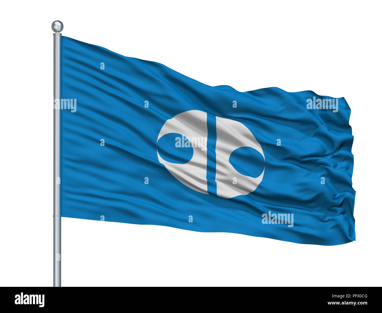 Kitami City Flag On Flagpole, Japan, Hokkaido Prefecture, Isolated On ...