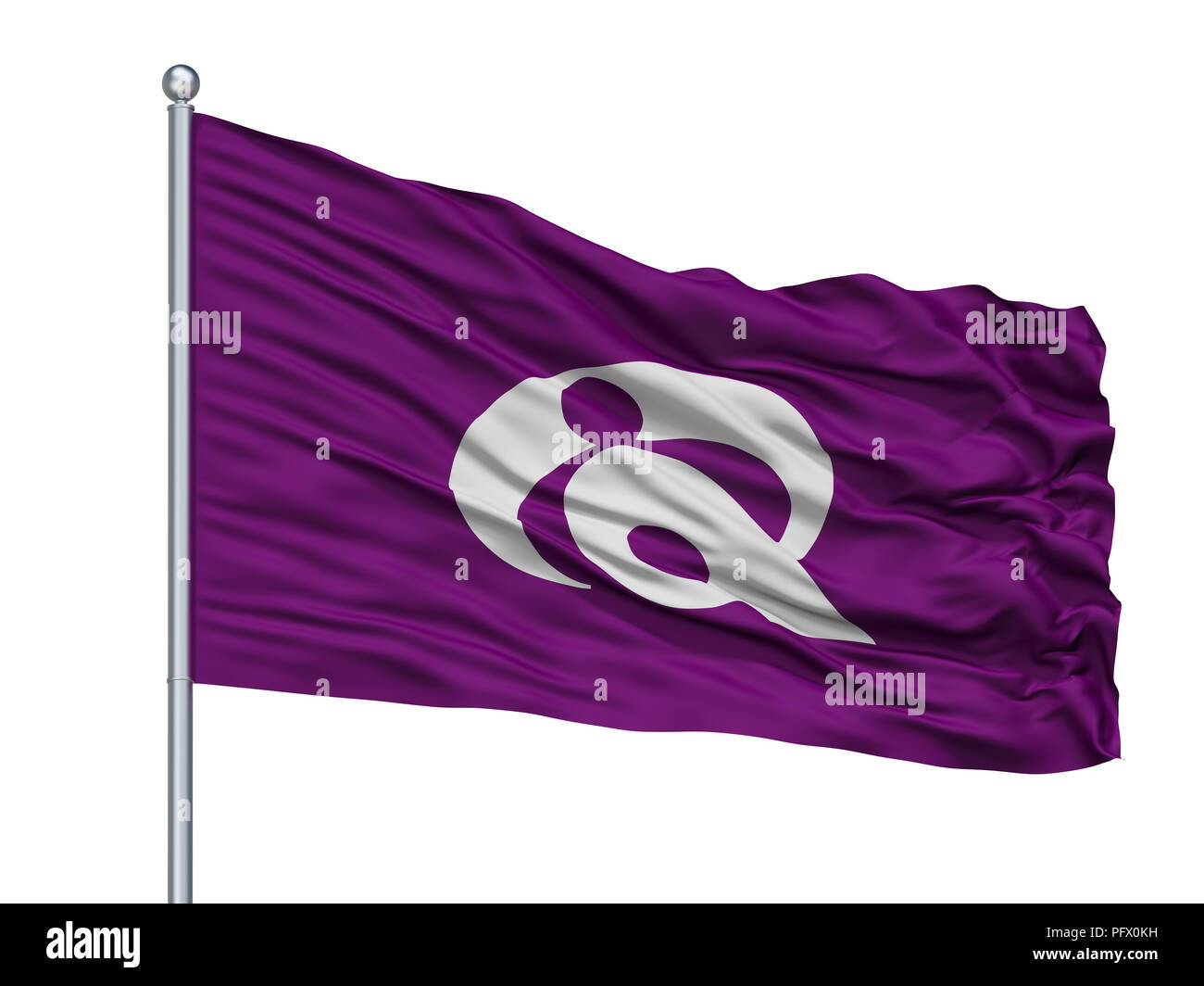 Matsusaka City Flag On Flagpole, Japan, Mie Prefecture, Isolated On ...