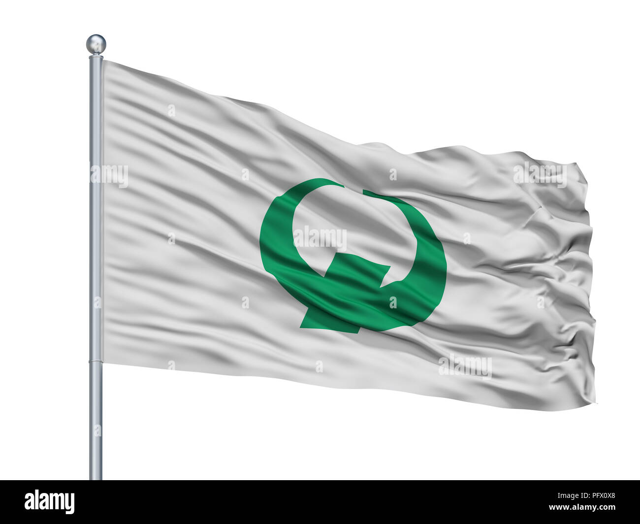 Nago City Flag On Flagpole, Japan, Okinawa Prefecture, Isolated On ...