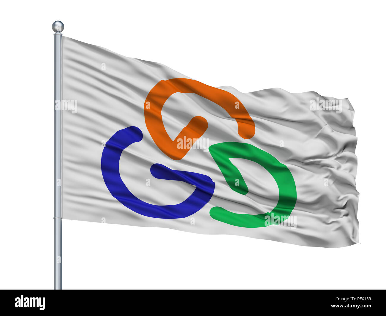 Nomi City Flag On Flagpole, Japan, Ishikawa Prefecture, Isolated On ...