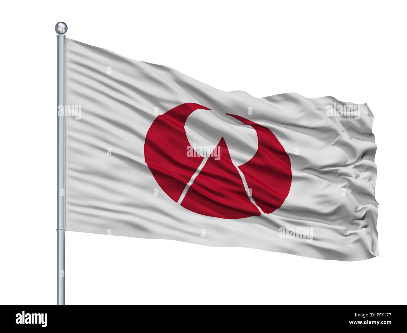 Ogori City Flag On Flagpole, Japan, Fukuoka Prefecture, Isolated On ...