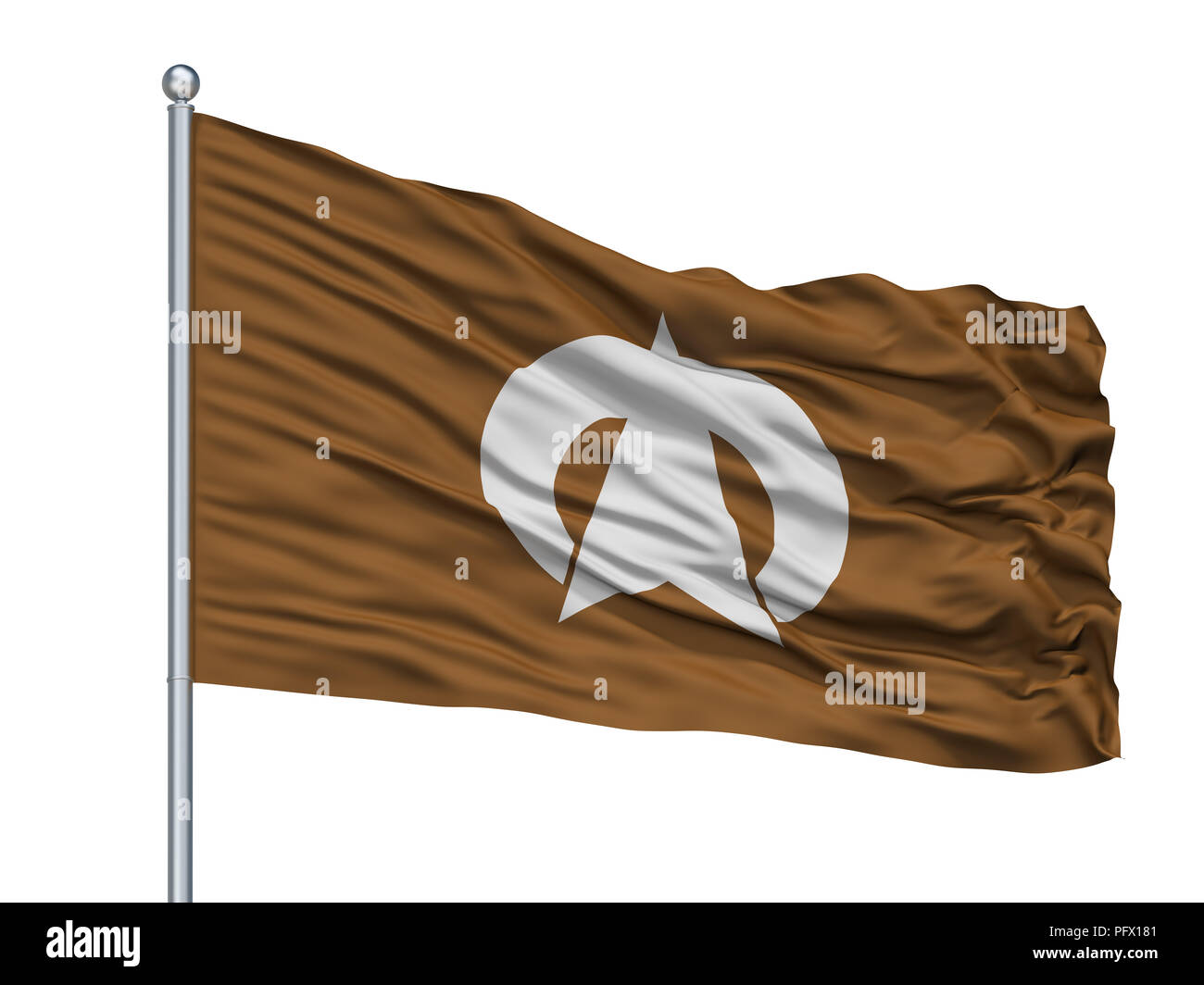 Omachi City Flag On Flagpole, Japan, Nagano Prefecture, Isolated On ...