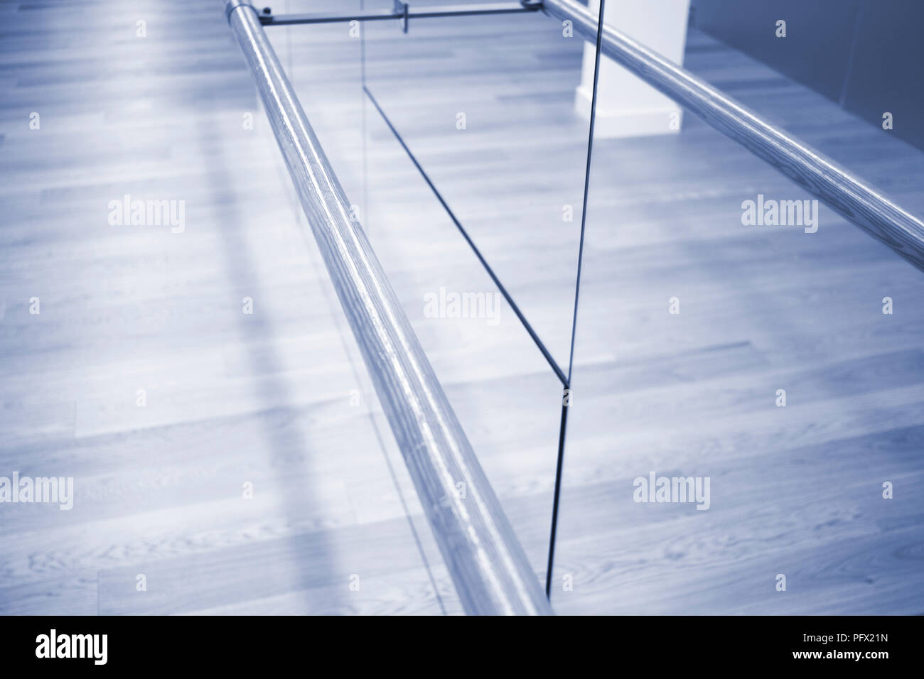 Pilates fitness studio gym room with training dance ballet bar for ...