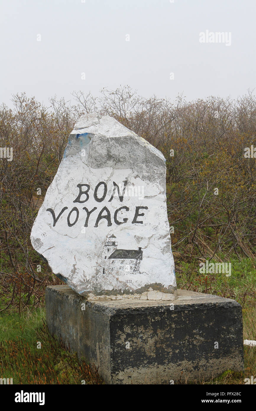 Safe travel, Bon Voyage sign near Diamond Cove, Newfoundland, Canada ...