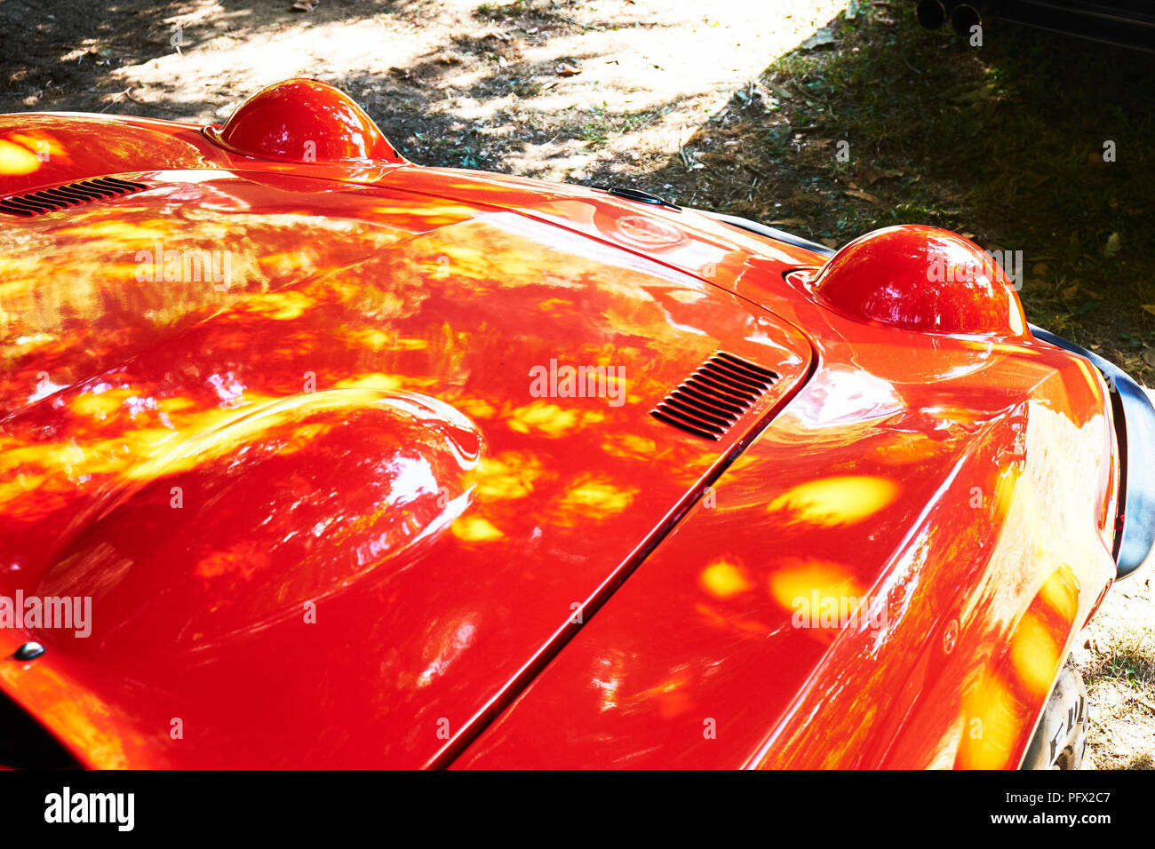 Opel GT,veteran car, top view of the hood Stock Photo - Alamy