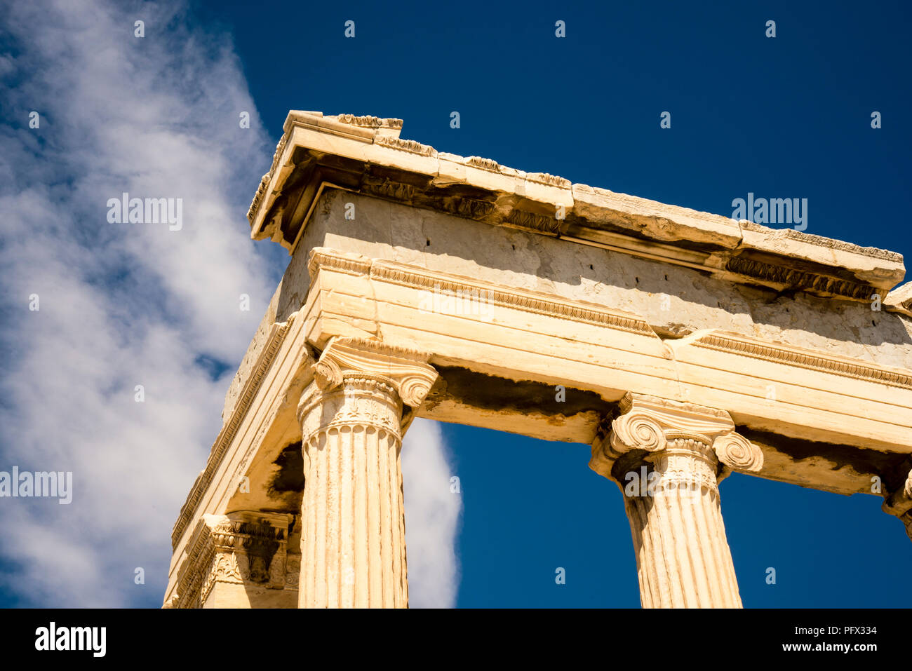 Acropolis of Athens architectural details of the corner of Erechtheion ...