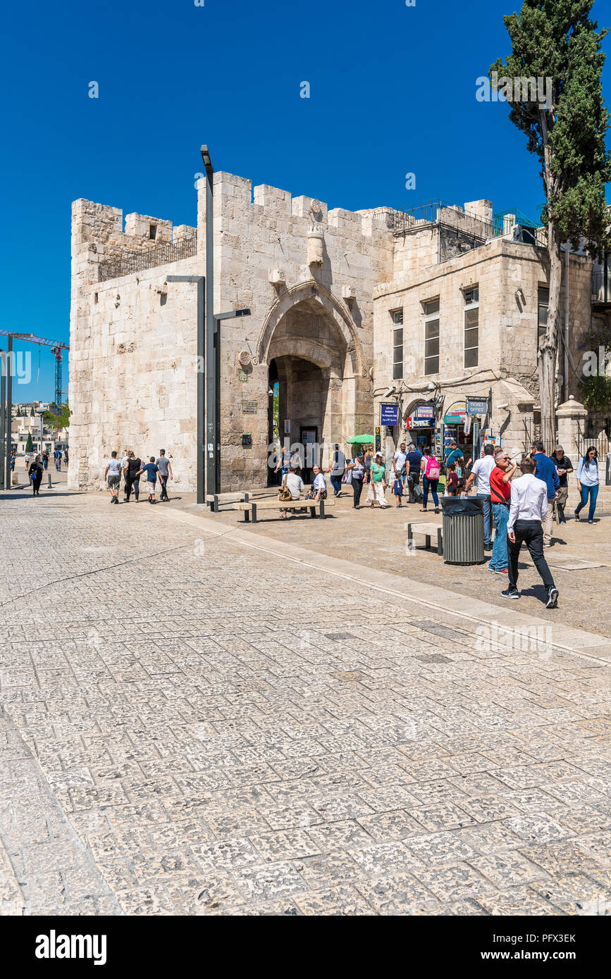 Israel, Jerusalem - 16 August 2018: Jaffa gate - one of the seven main ...