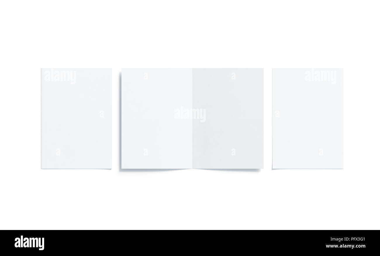 Blank white two folded a5 booklet mock up, opened and closed, front and ...