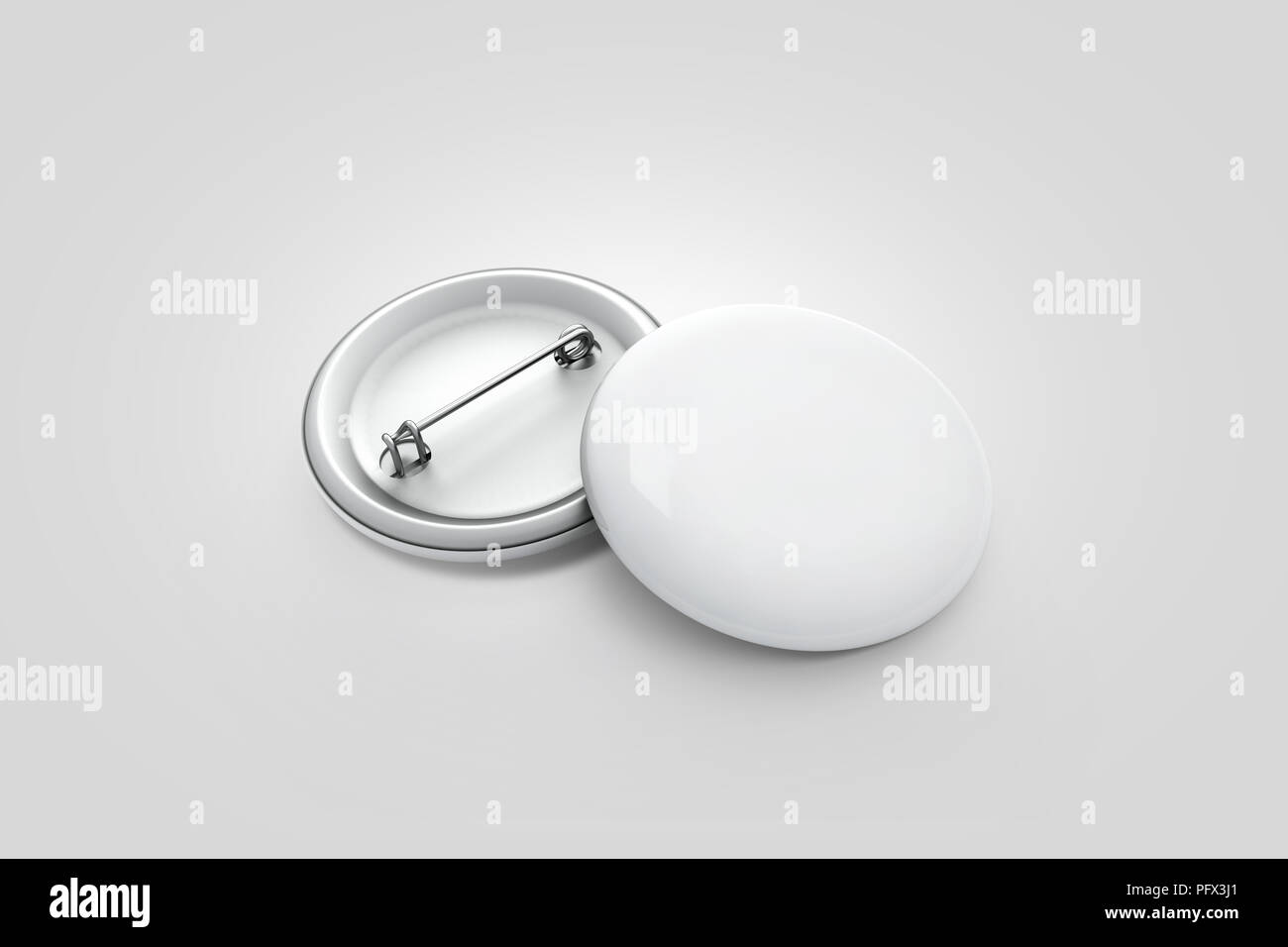 Blank white button badge stack mockup, isolated on grey, clipping path ...