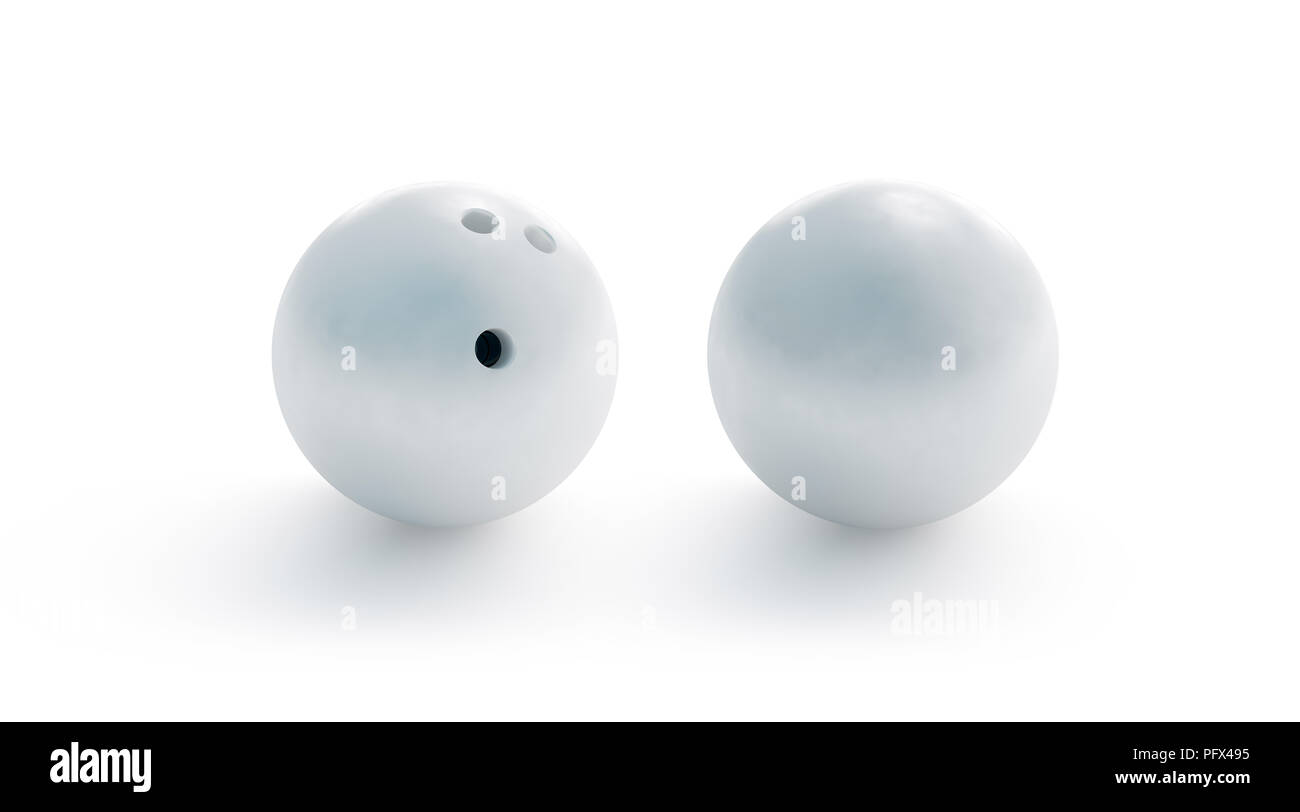 Blank white bowling ball mockup, front and back side view, 3d rendering ...