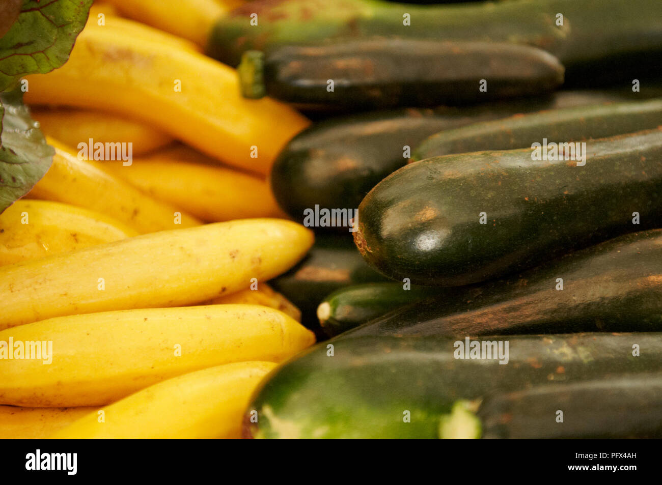 Organic Zucchinis or Courgettes for sale at a market Stock Photo - Alamy