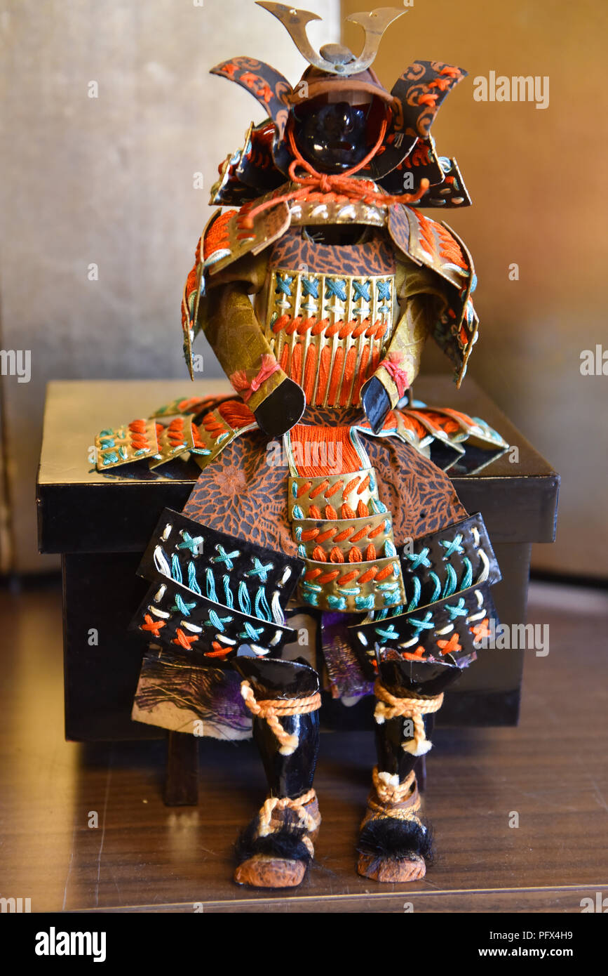 Figurine of Japanese Samurai Warrior on exhibit the Mansion of the ...