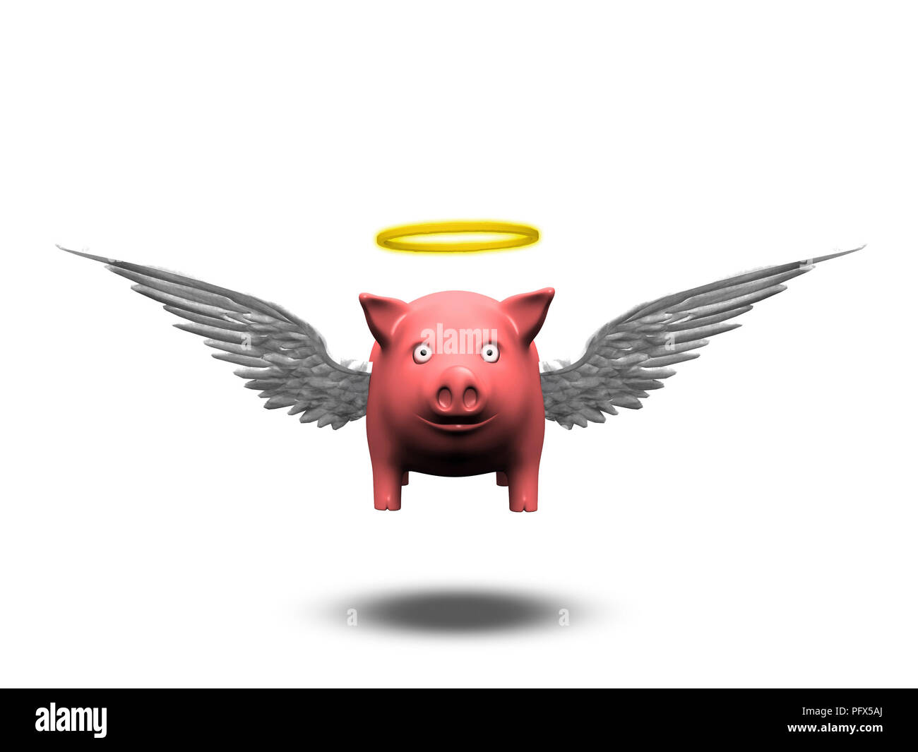 Pig with wings and angelic halo Stock Photo - Alamy