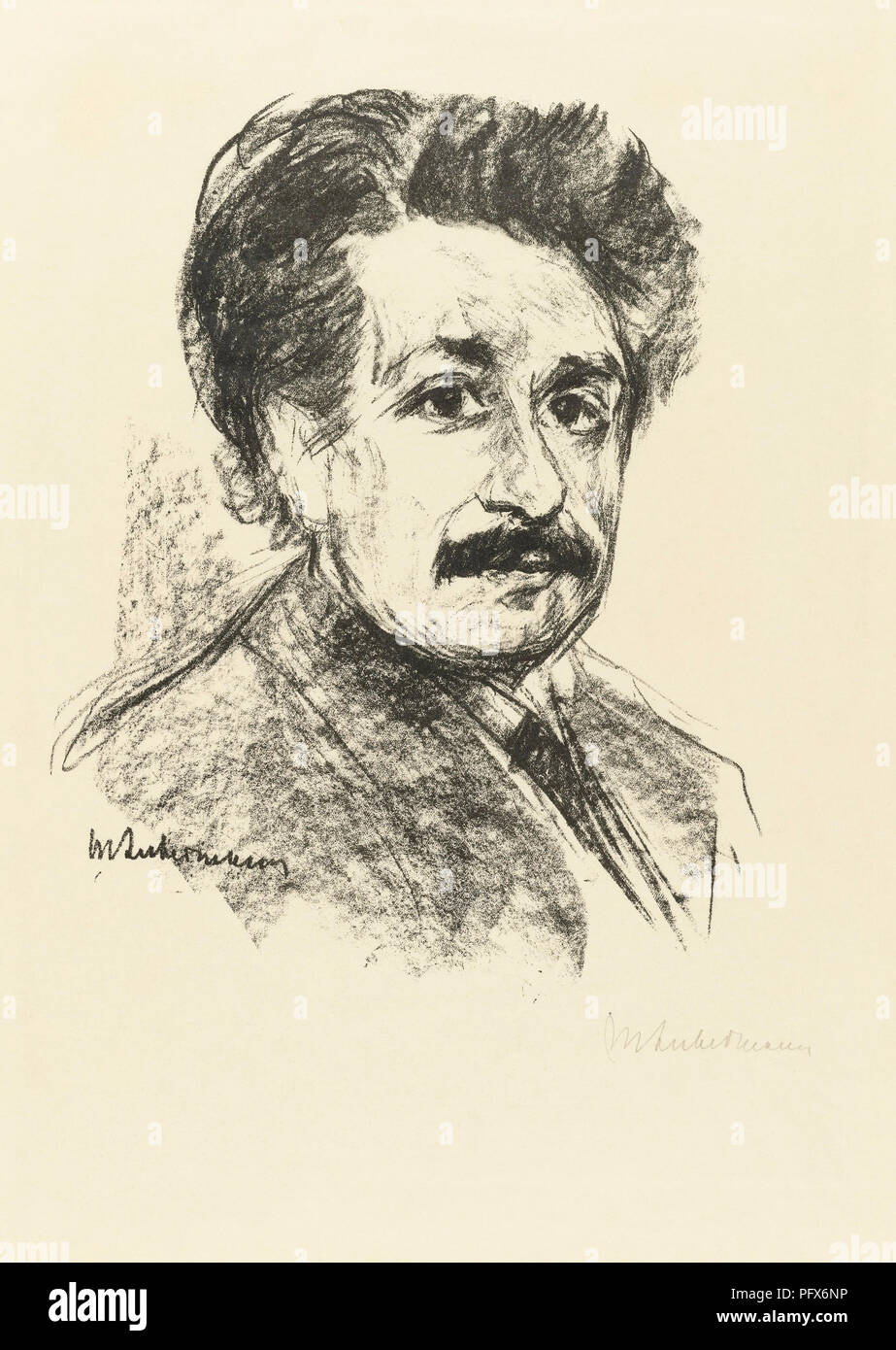 Portrait of Albert Einstein, after a work by Max Liebermann. Albert ...