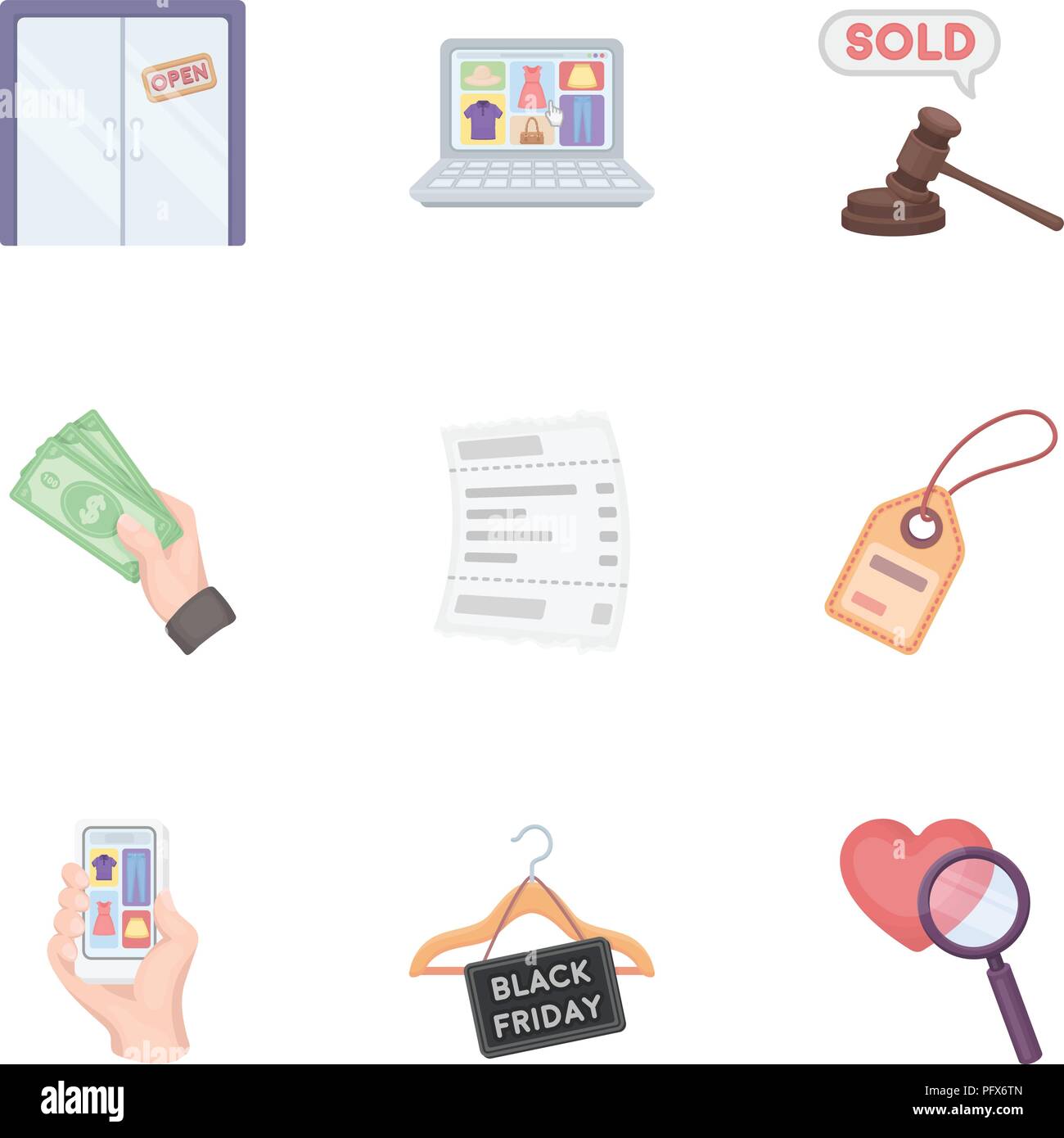E-commerce set icons in cartoon style. Big collection of e-commerce ...