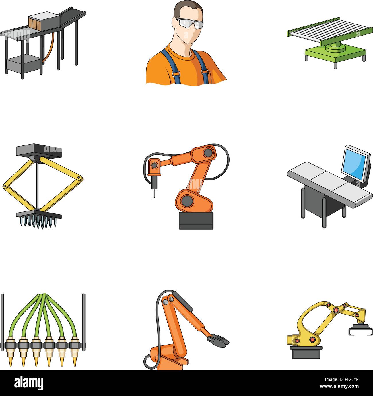 Factory equipment and machines and other icon in cartoon style.New ...
