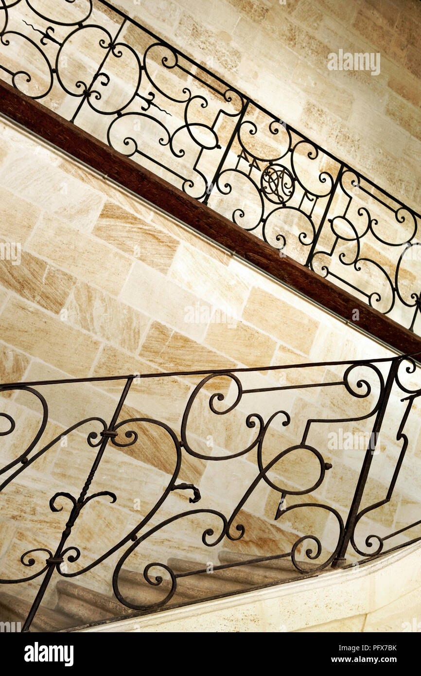 Old wrought iron stair railing in a French mansion Stock Photo - Alamy