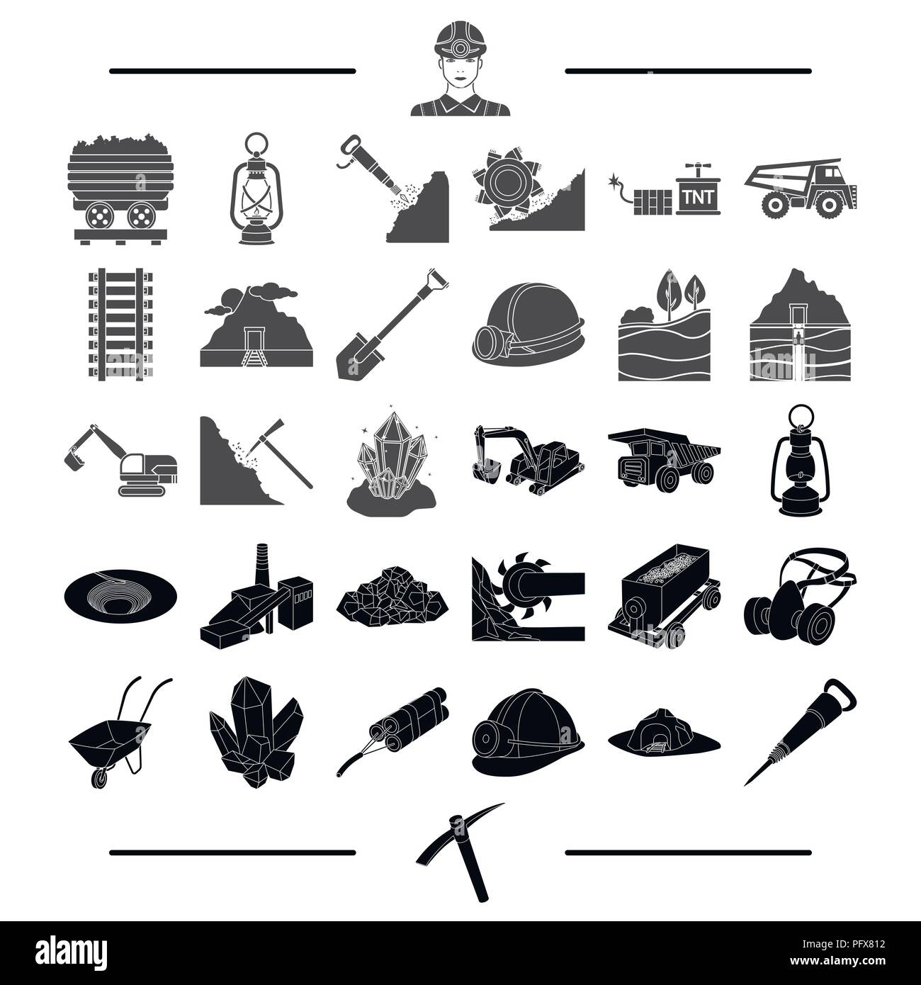 transport, transportation, production and other icon in black style ...