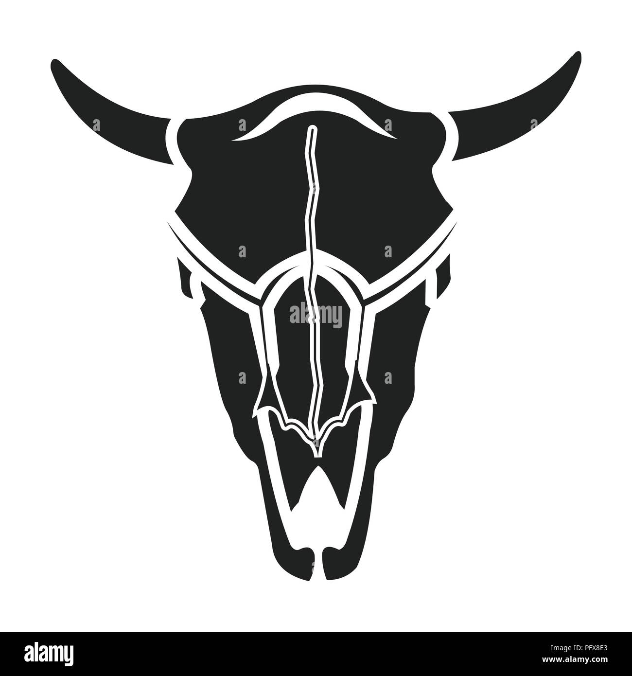 Bull skull icon in black style isolated on white background. Wlid west ...