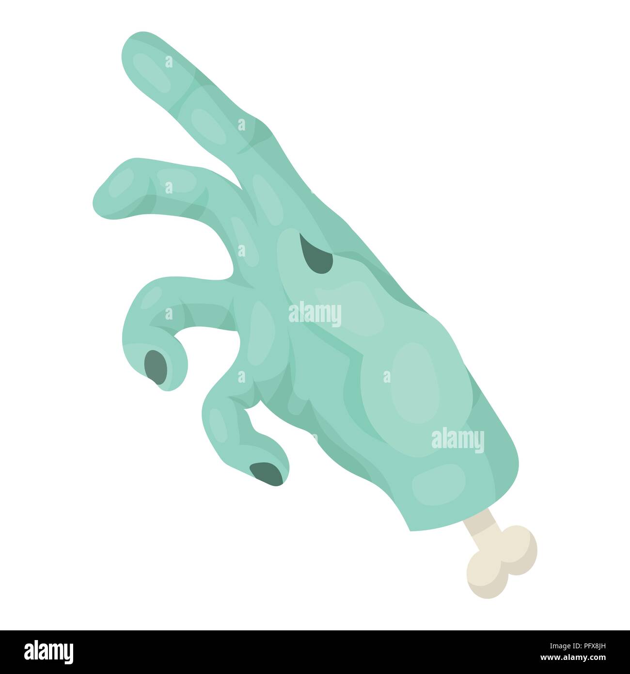 Zombie's hand icon in cartoon style isolated on white background. Films ...