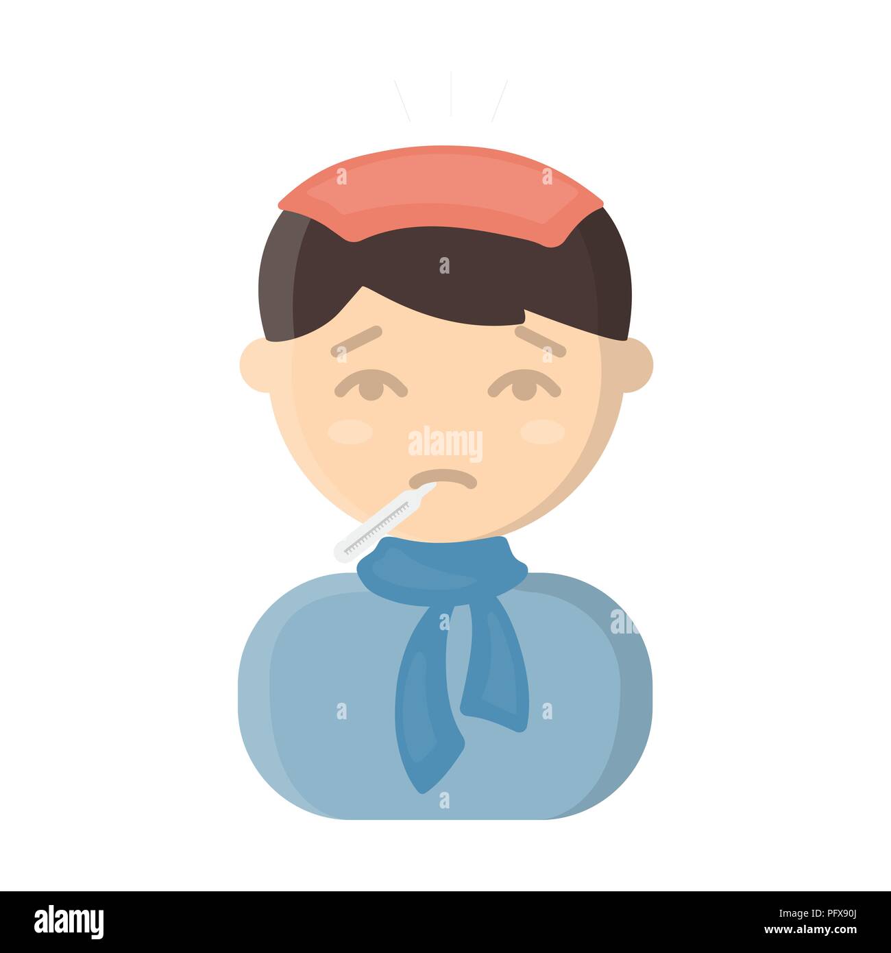 Fever icon cartoon. Single sick icon from the big ill, disease cartoon ...