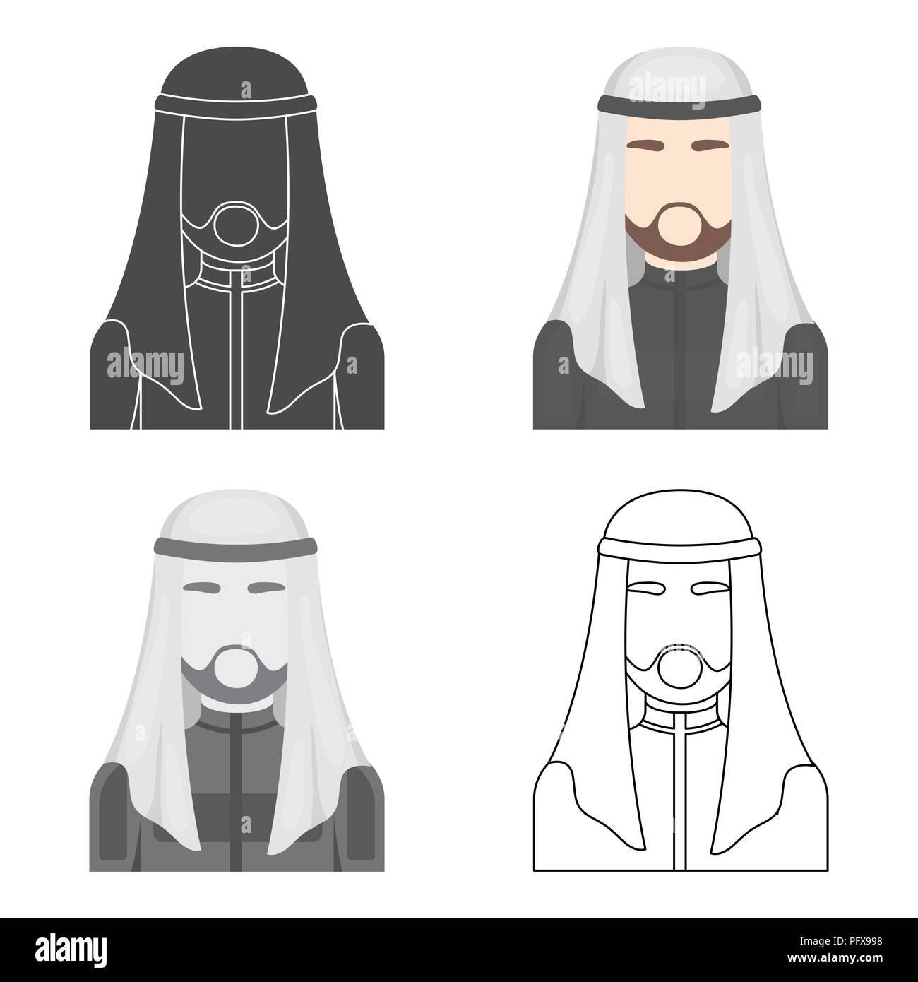 Sheikh icon in cartoon style isolated on white background. Arab ...