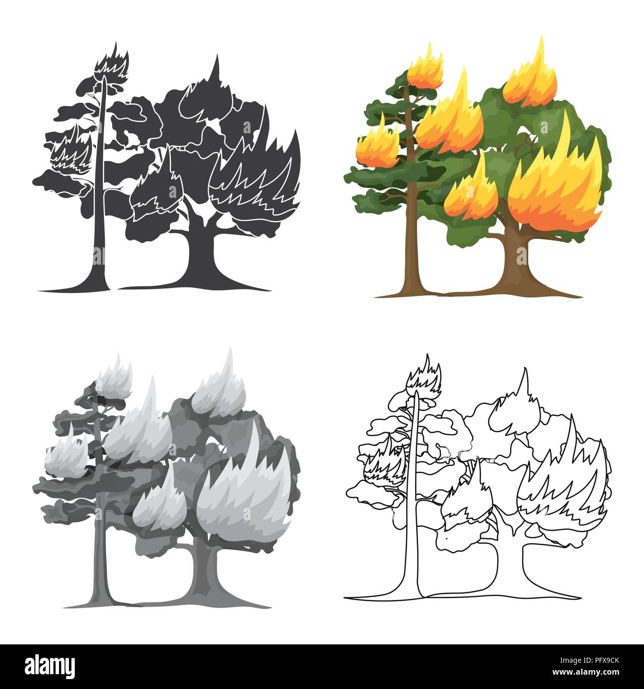 Brush Fire Clipart In Black