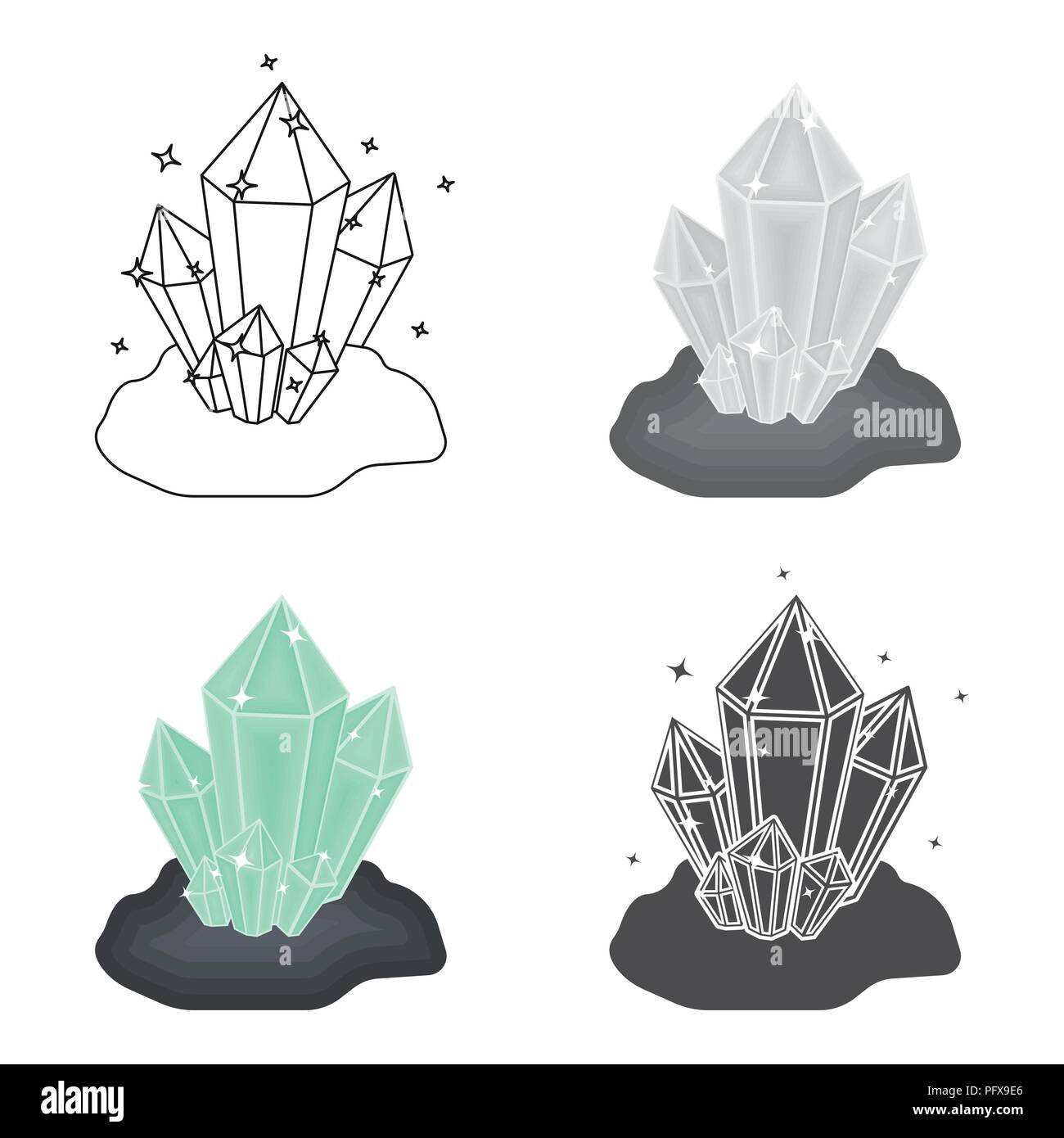 Crystals icon in cartoon style isolated on white background. Mine ...