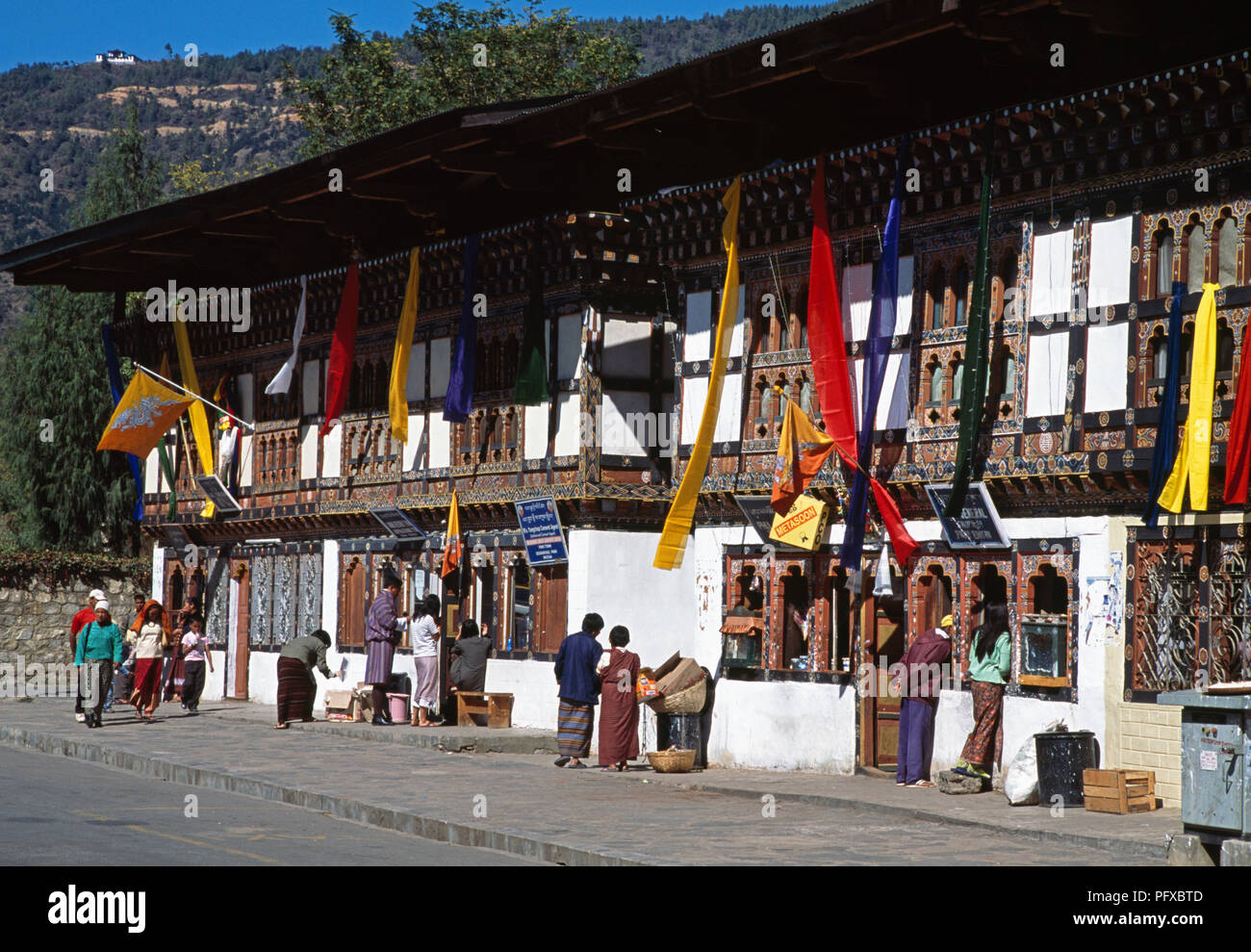 Ornately carved shop fronts in Paro, Bhutan Stock Photo - Alamy