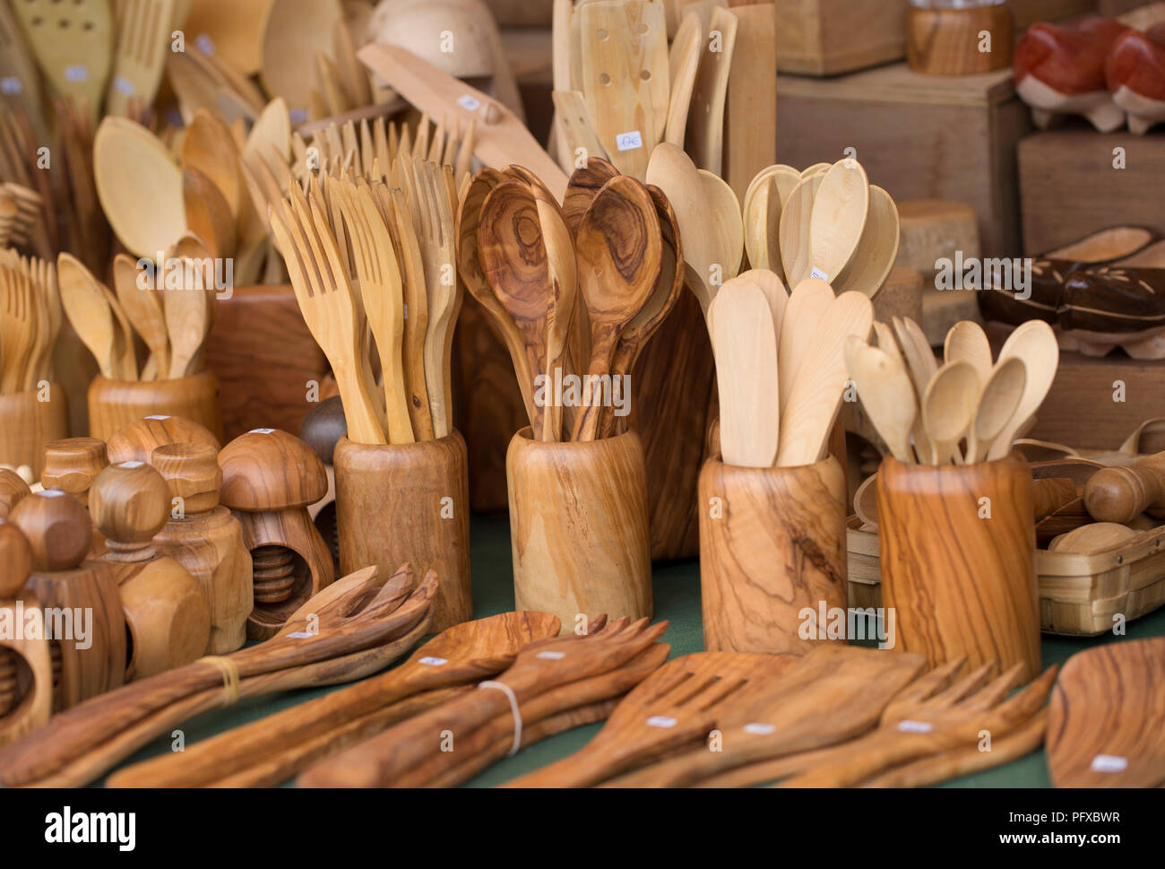 Wooden kitchen utensils Stock Photo - Alamy