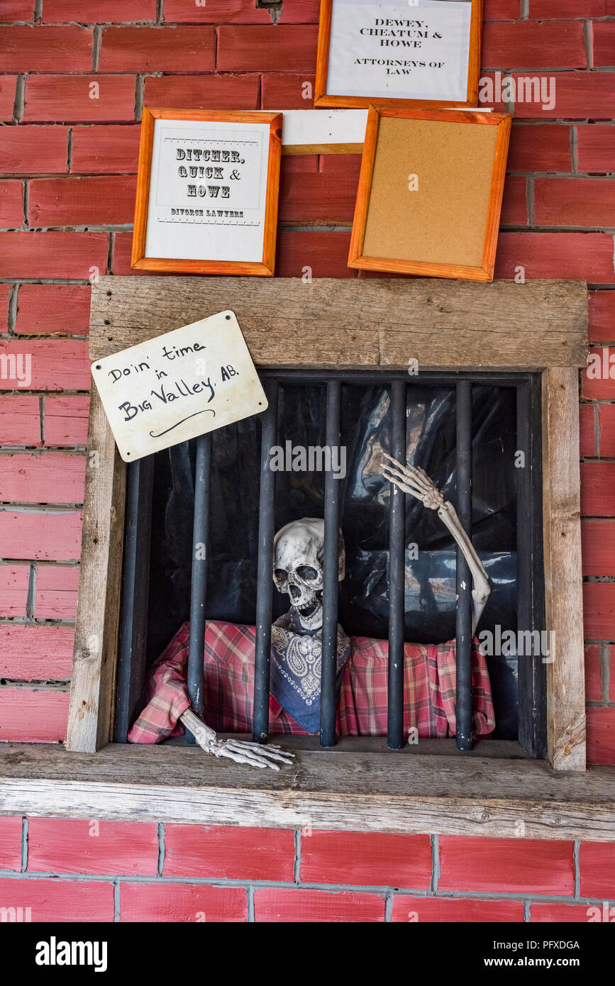 Skeleton and mock jail. Western frontier styled tourist oriented retail ...