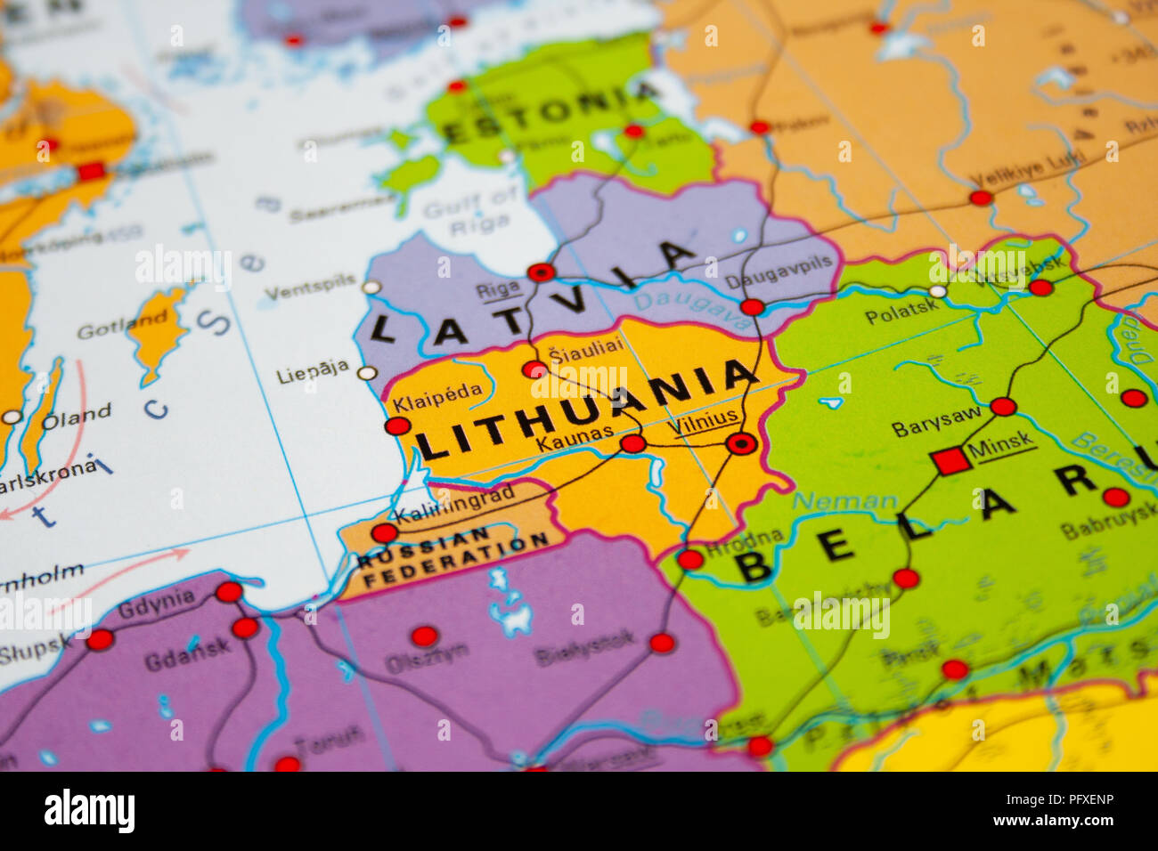 Map of Lithuania, Baltic states Stock Photo - Alamy