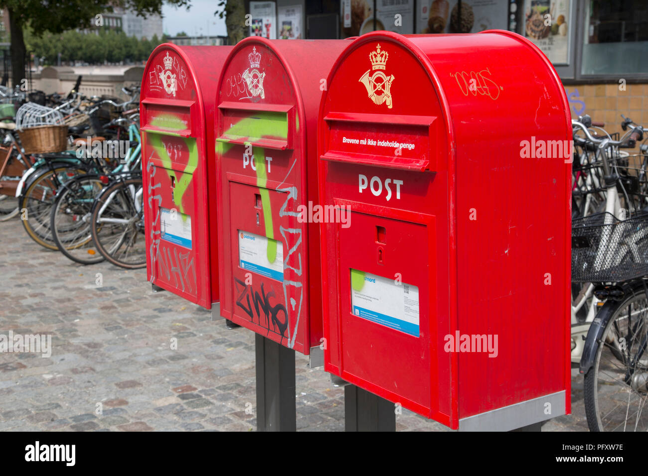 Red Post Box, Copenhagen, Denmark Stock Photo - Alamy