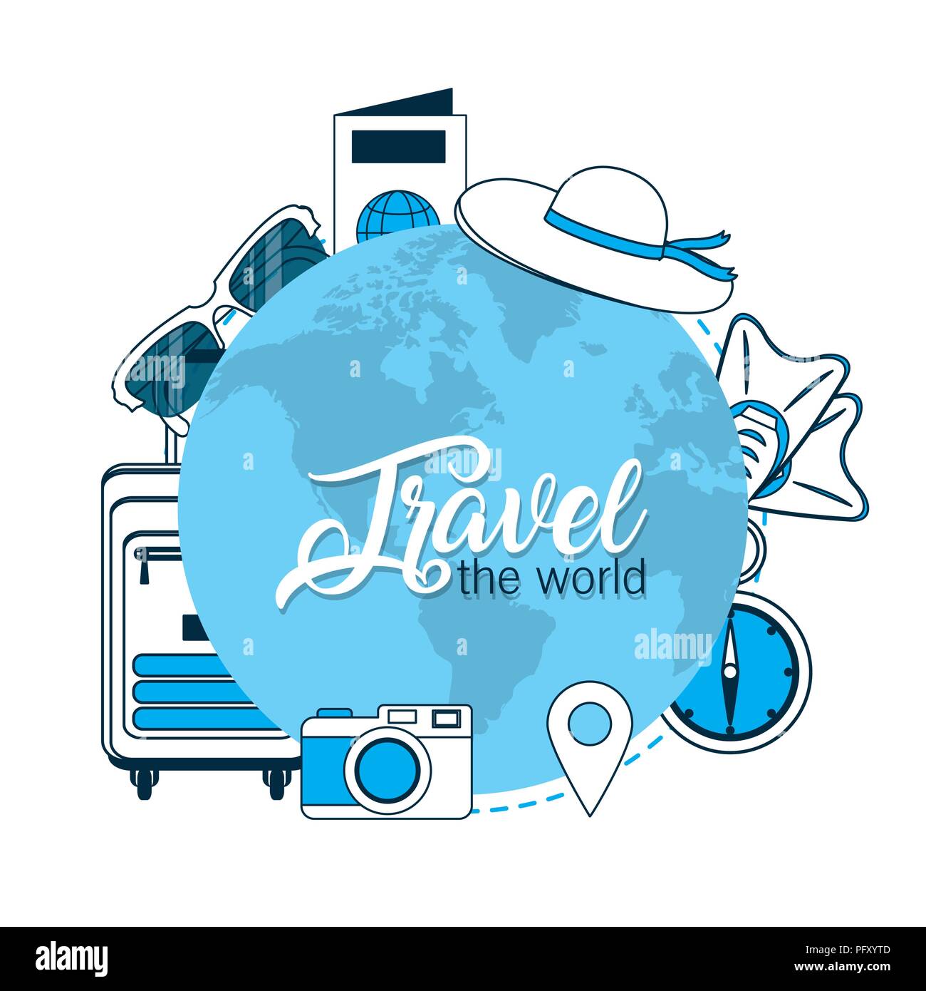 Travel world hat sunglasses Stock Vector Images - Alamy