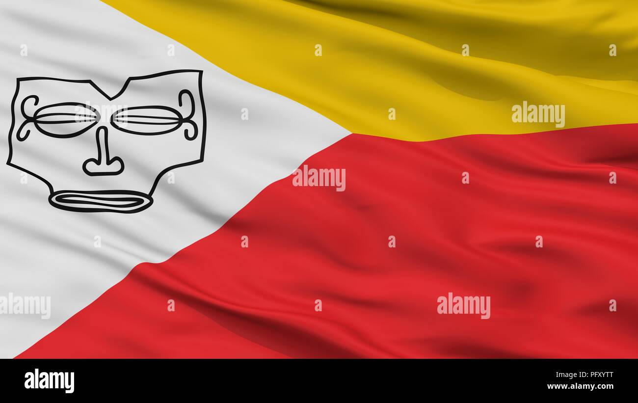 Marquesas Islands City Flag, French Polynesia, Closeup View Stock Photo ...