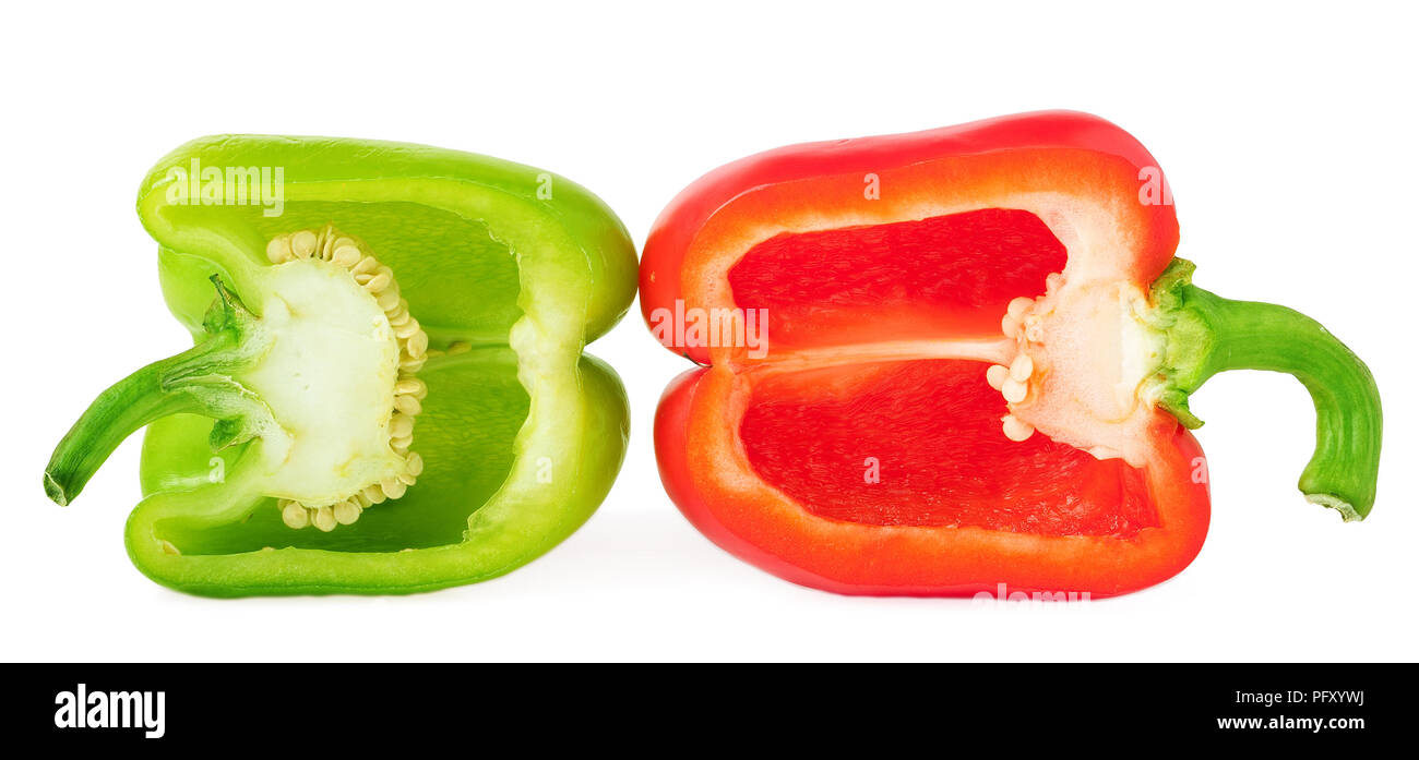 bell peppers with half isolated on white Stock Photo - Alamy