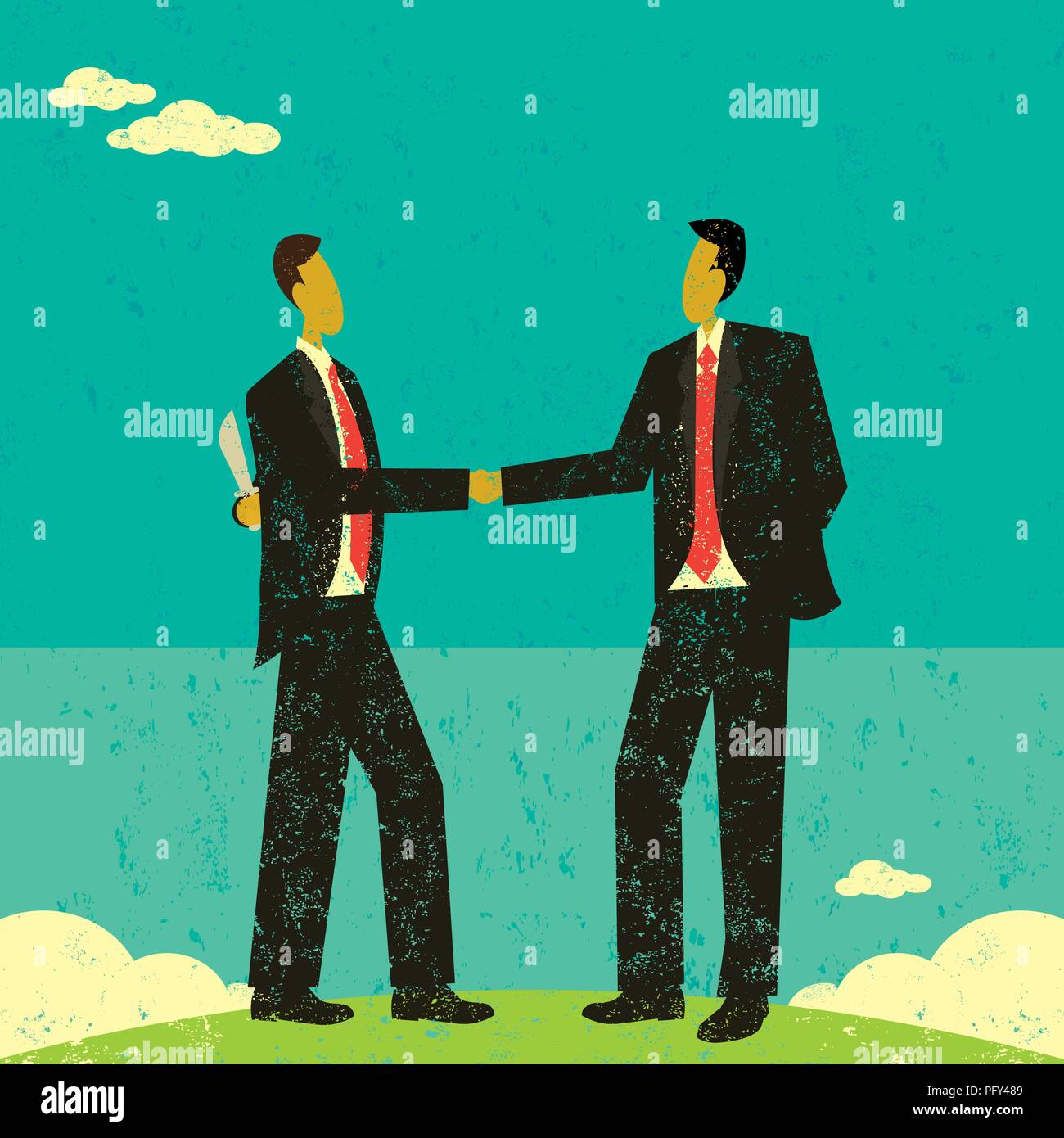 Deceptive Businessman Two Businessmen Shaking Hands With One Hiding A Knife Behind His Back