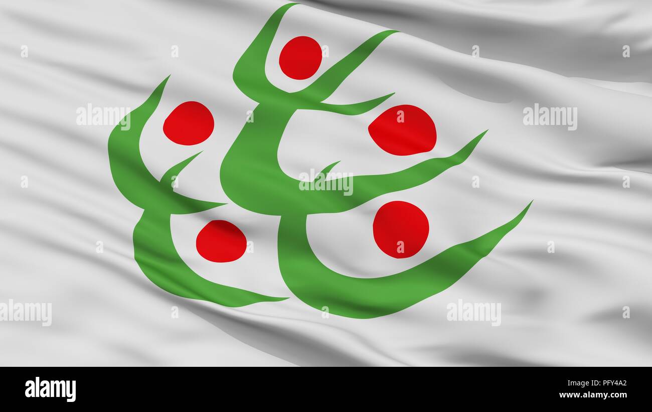 Kitakata City Flag, Japan, Fukushima Prefecture, Closeup View Stock ...