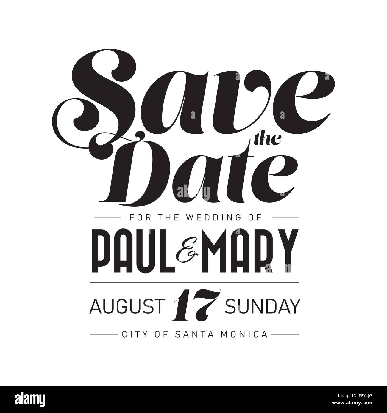 Save the date lettering phrase Stock Vector Images - Alamy