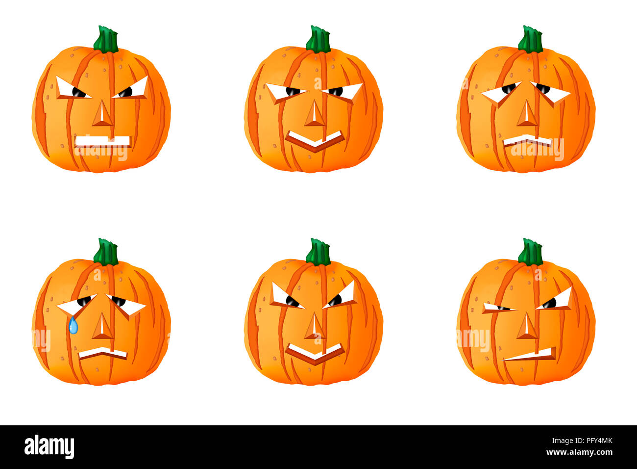illustration with scene smileys from pumpkin for Halloween Stock Photo ...