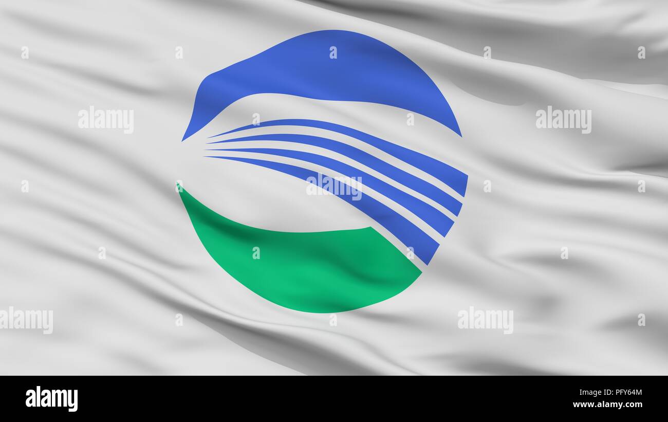 Sakata City Flag, Japan, Yamagata Prefecture, Closeup View Stock Photo ...
