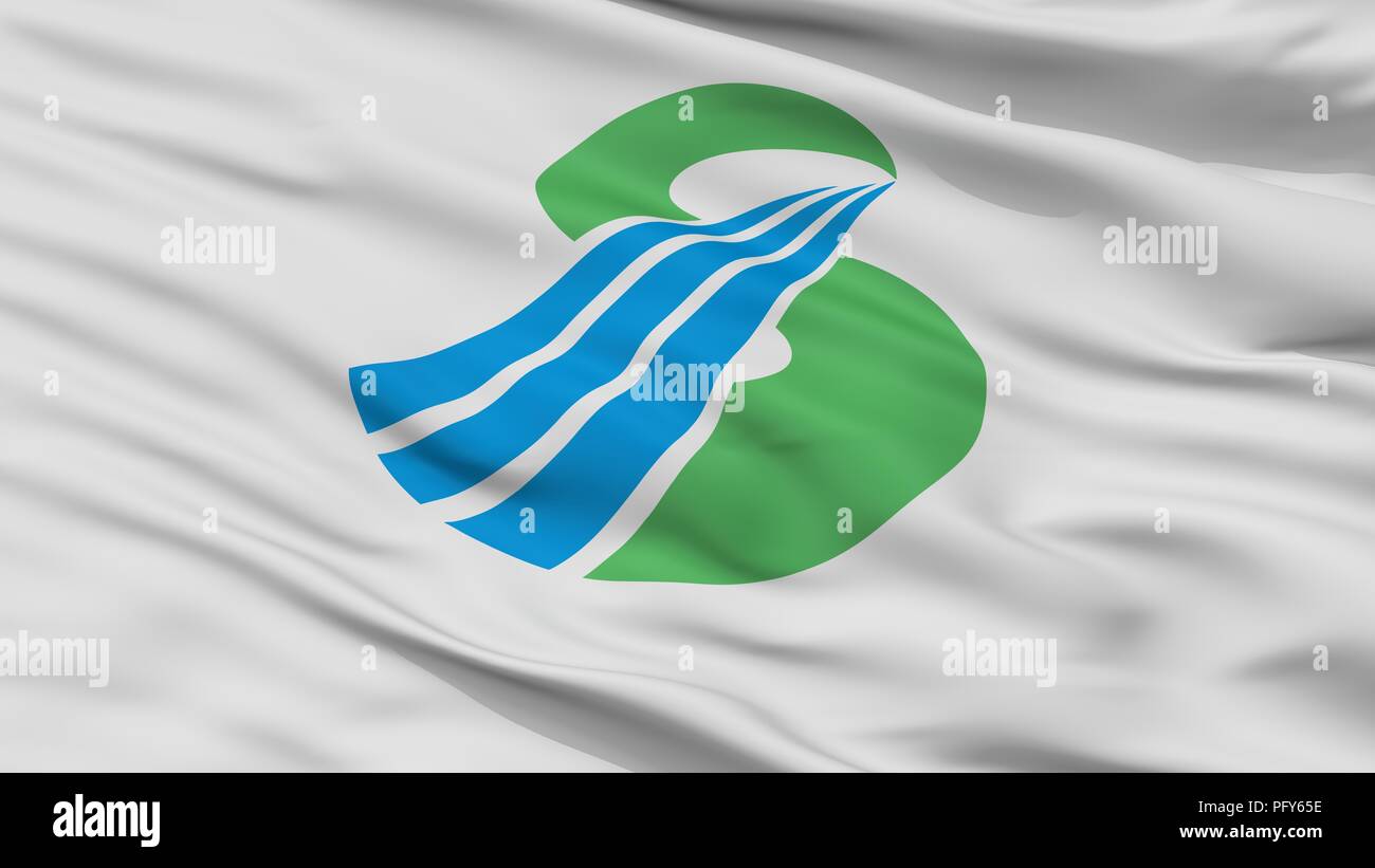 Satsumasendai City Flag, Japan, Kagoshima Prefecture, Closeup View ...