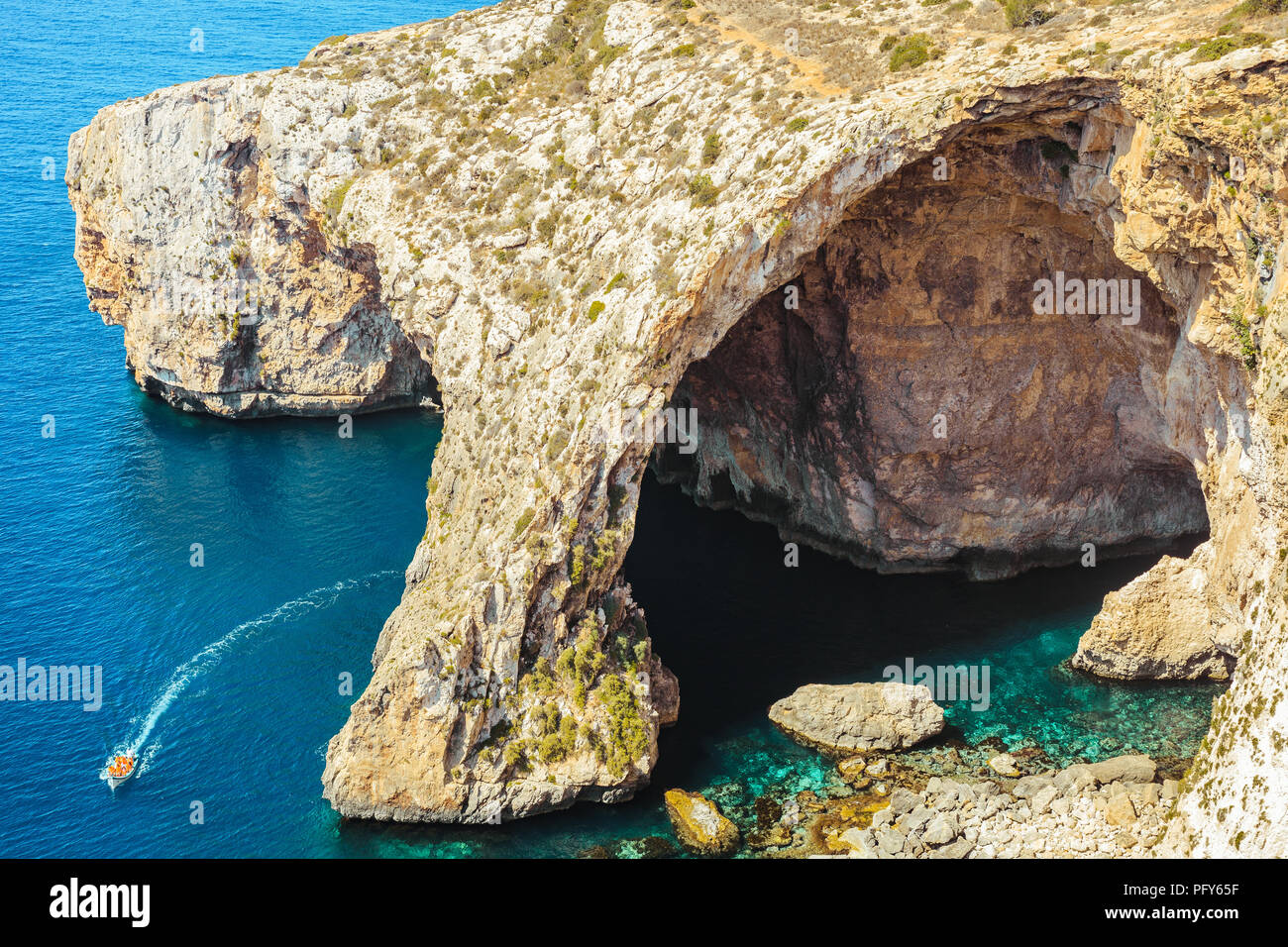 Blue Grotto Landscape landmark rock formation in Malta Stock Photo - Alamy