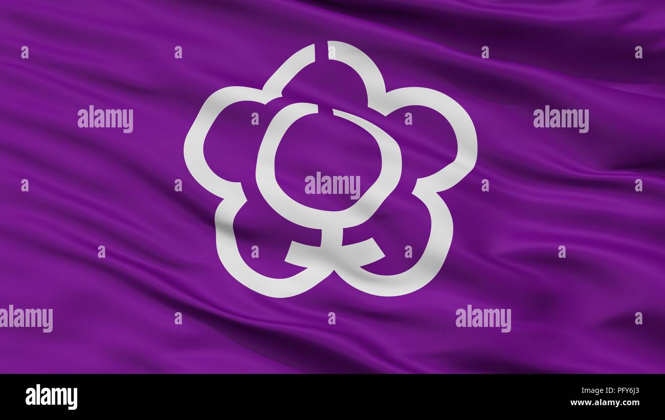 Tenri City Flag, Japan, Nara Prefecture, Closeup View Stock Photo - Alamy