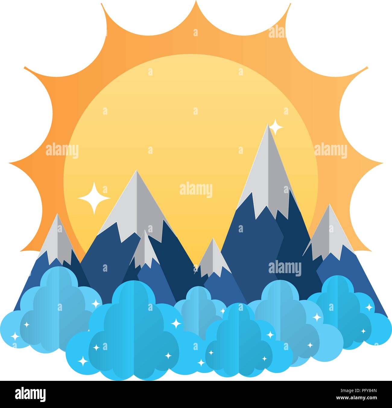 sun with ice mountains and clouds landscape Stock Vector Image & Art ...